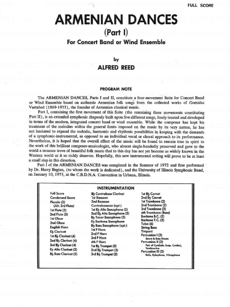 REED-Armenian Dances Full Score | PDF