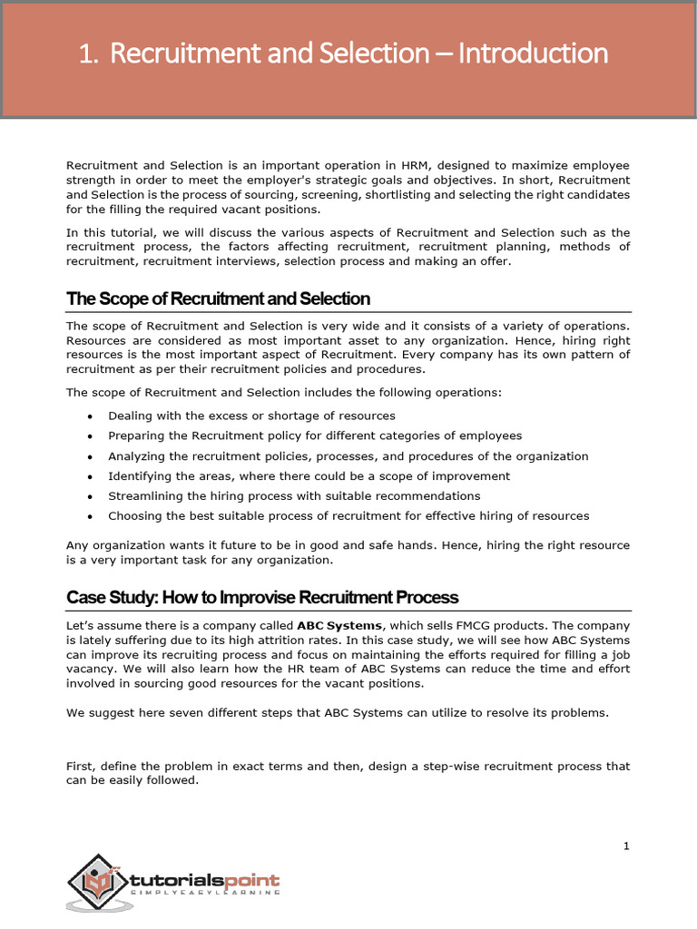 Recruitment and Selection Tutorial-4 | PDF