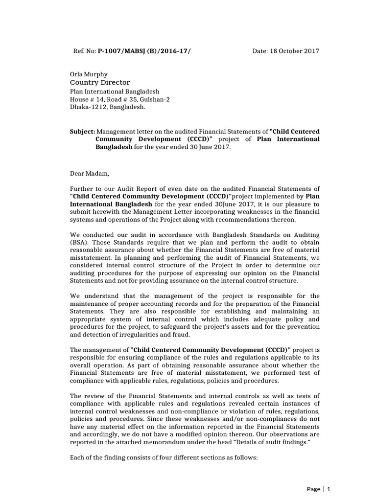 Response - Revised Draft Management Report - Final From PLAN | PDF