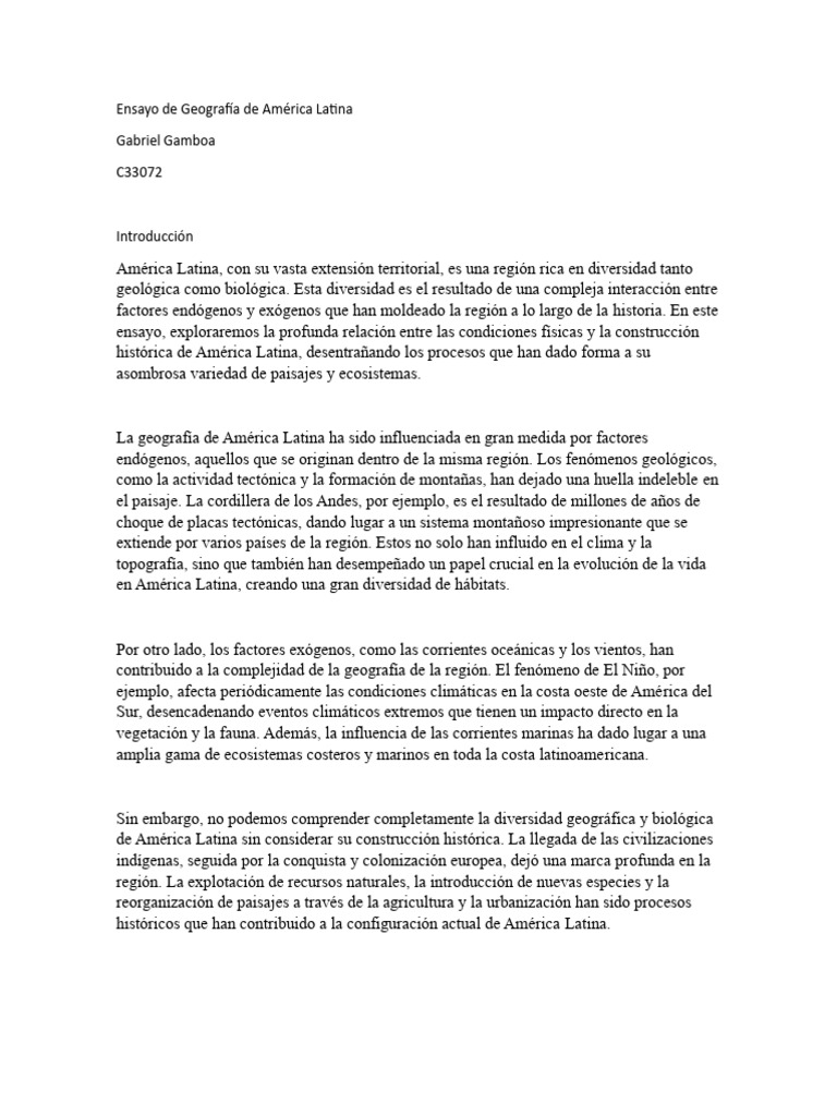 Ensayo de Geografía de América Latina | PDF