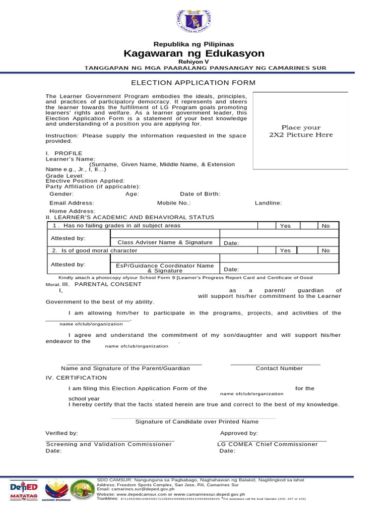 Election Application Form | PDF | Career & Growth