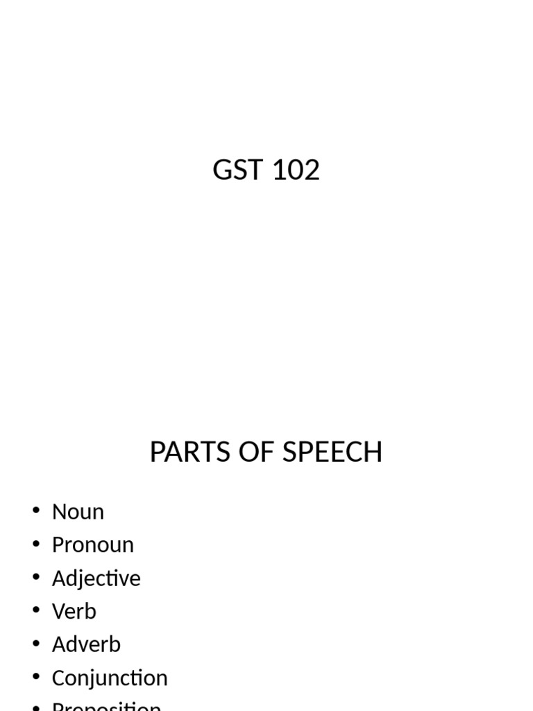GST 102 - Part of Speech | PDF