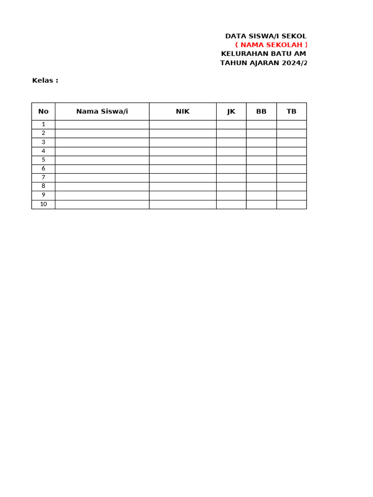 Form Skrining Ke Sekolah | PDF