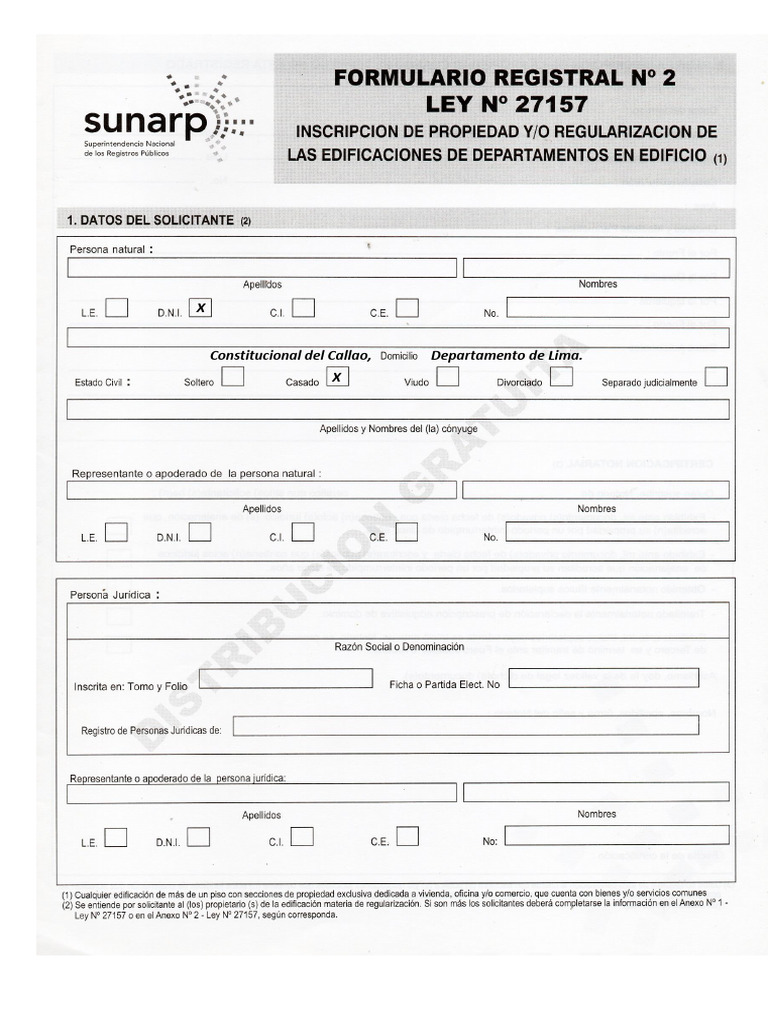 FORMULARIO REGISTRAL 2 C | PDF