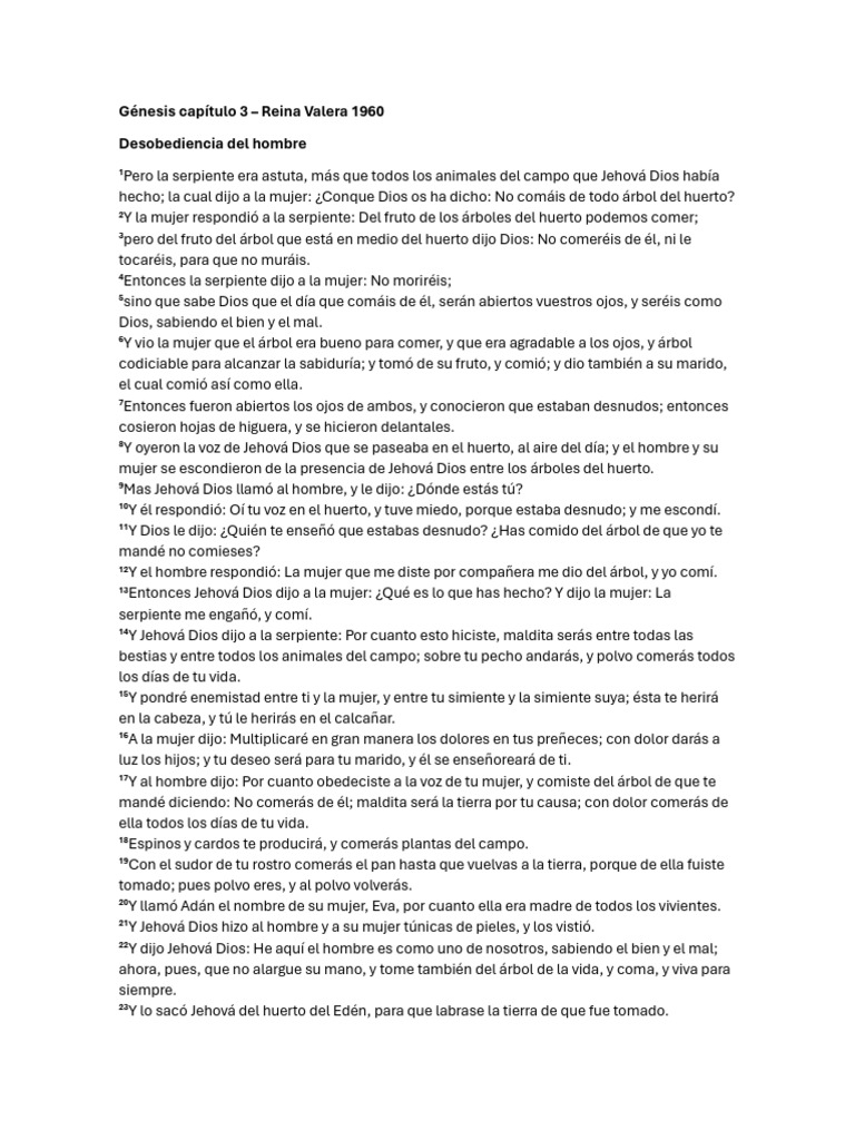 Génesis 3: La desobediencia humana | PDF | Víspera