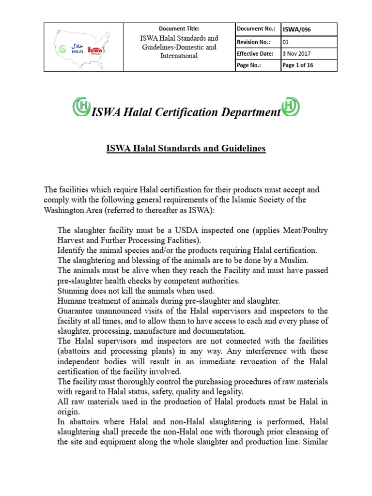 ISWA 096 ISWA Halal Standards and Guidelines-Domestic and International ...