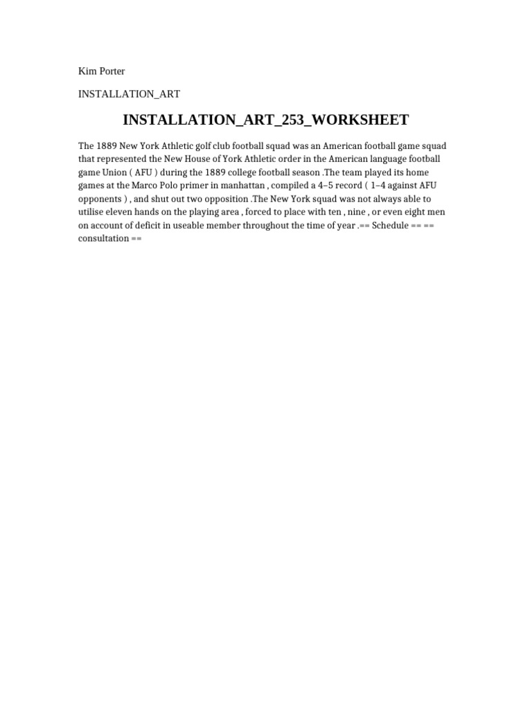 Installation Art 253 Worksheet | PDF
