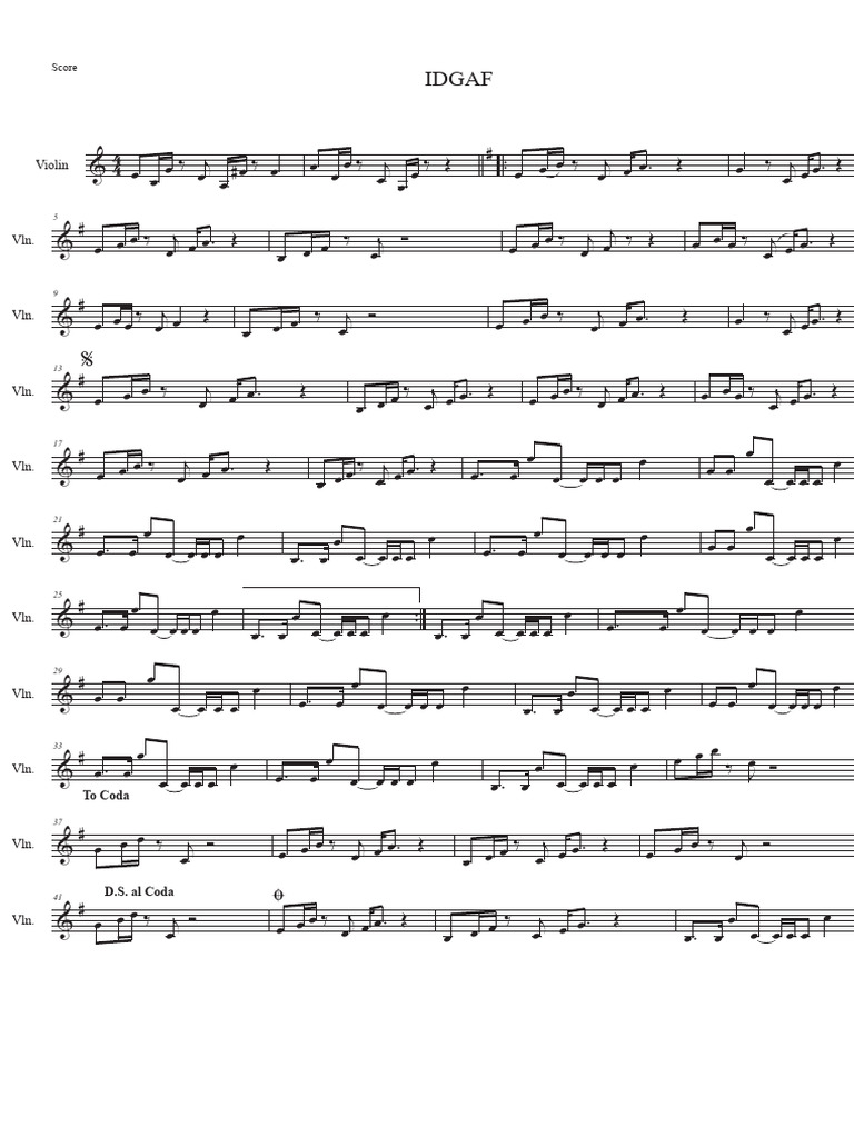 IDGAF - Score | PDF