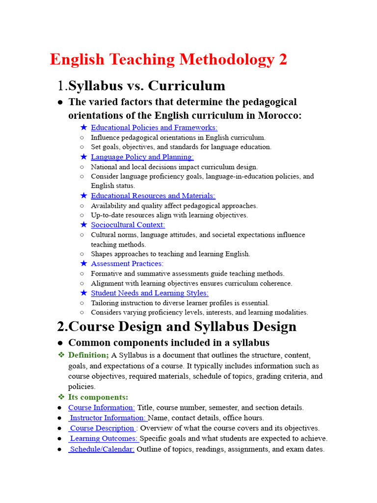 English Teaching Methodology 2 Summary (1) | PDF