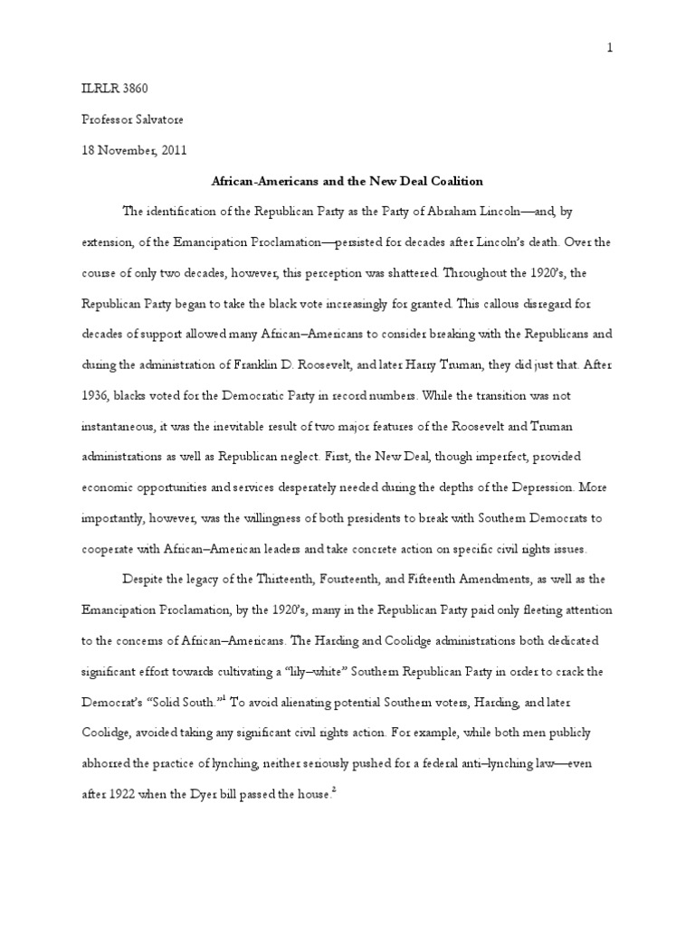 African-Americans and The New Deal Coalition 2.1 | PDF | Franklin D ...