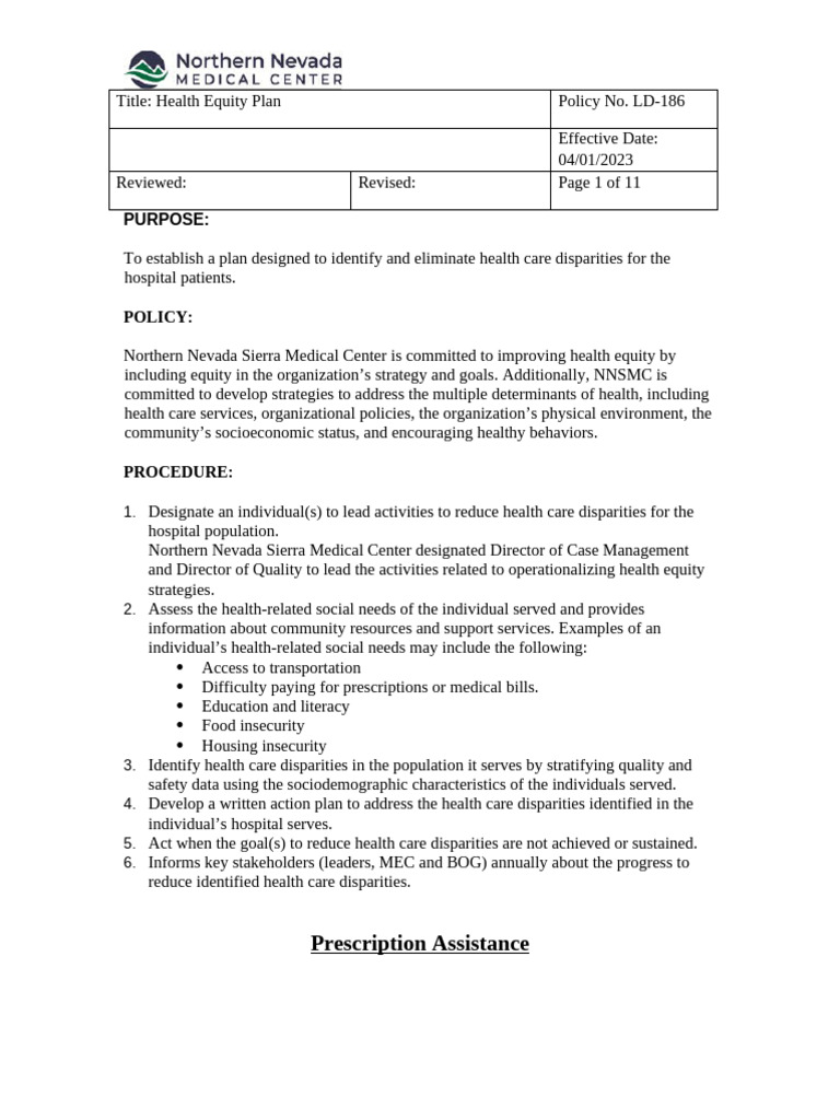 LD-186 Health Equity Policy - SMC | PDF
