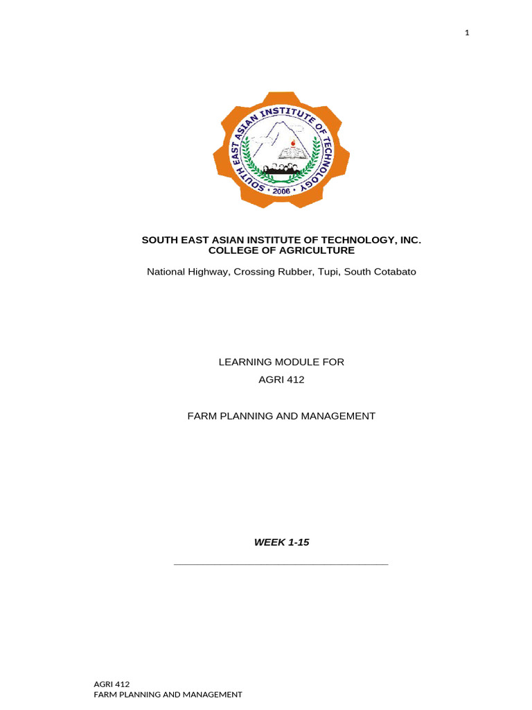 Farm Planning and Management Module | PDF | Agriculture | Business