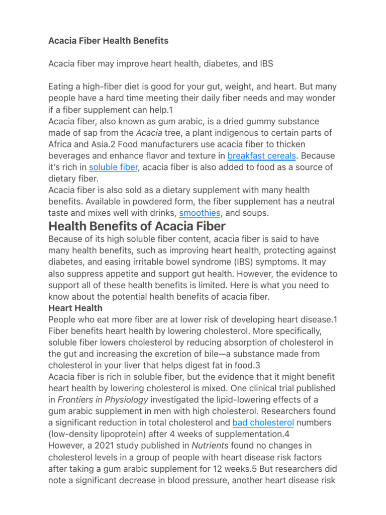 Acacia Fiber Health Benefits | PDF