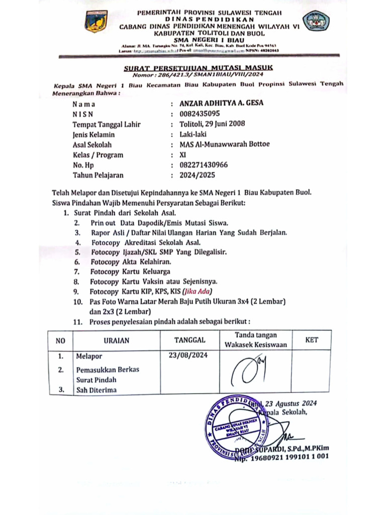 Surat Mutasi Anzar | PDF