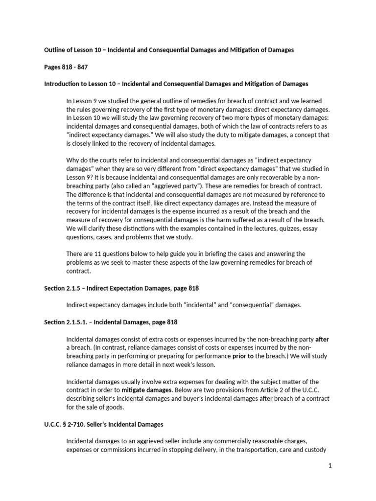 Outline of Lesson 10 - Incidental Consequential Mitigation | PDF ...