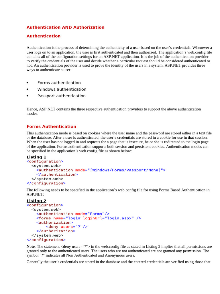 Authentication AND Authorization | PDF