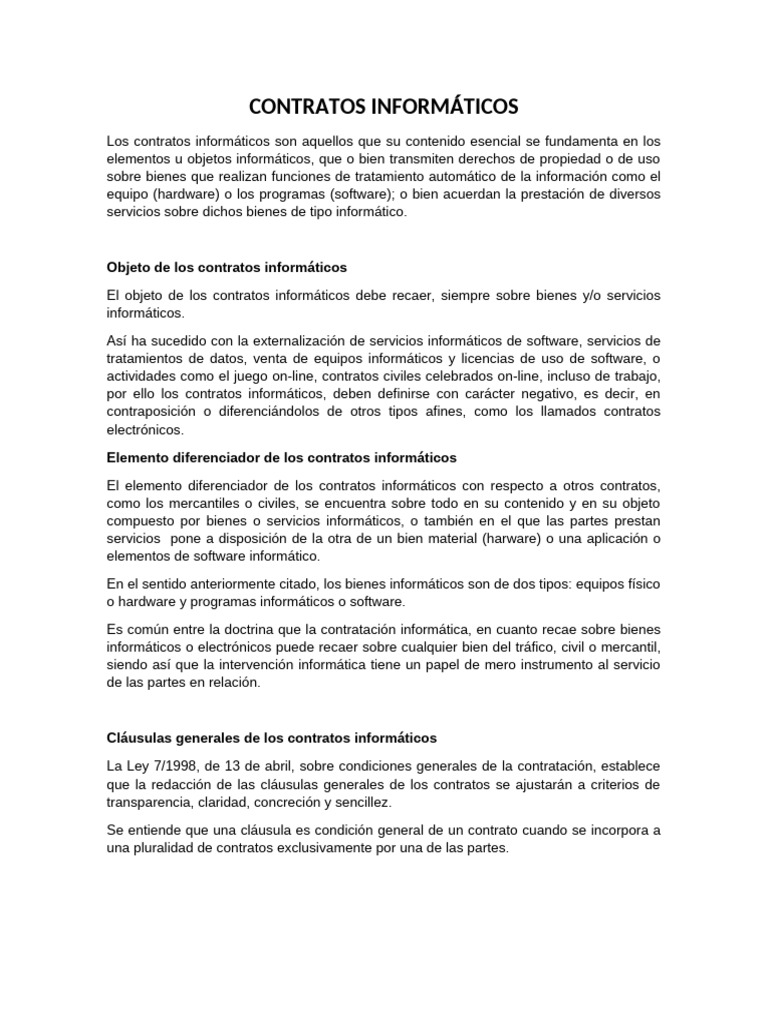 Contratos Informáticos | PDF