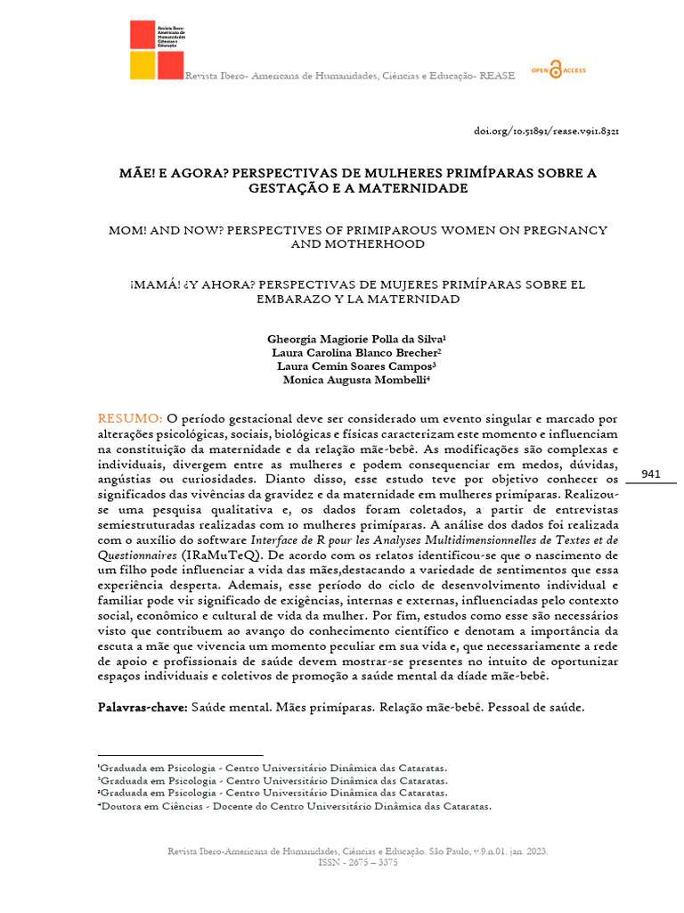 Mom! and Now? Perspectives of Primiparous Women On Pregnancy and ...