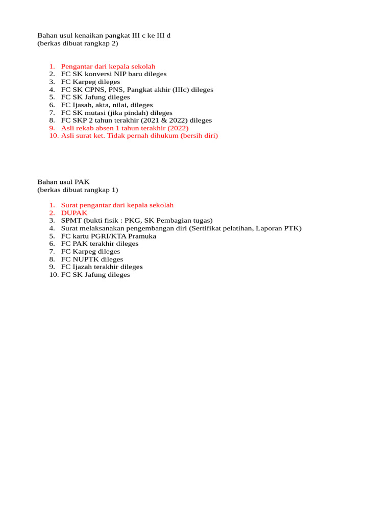 Bahan Usul Kenaikan Pangkat III c Ke III d | PDF