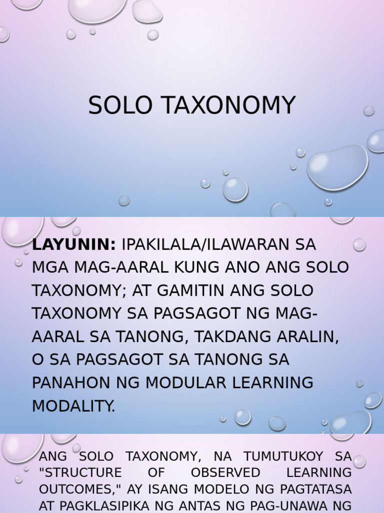 Solo Taxonomy | PDF