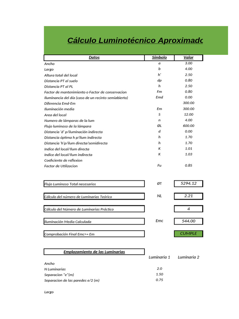 Cálculo de Luminarias-1 | PDF