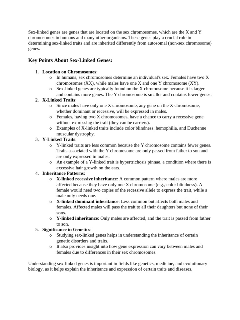 Sex Linked Genes Pdf