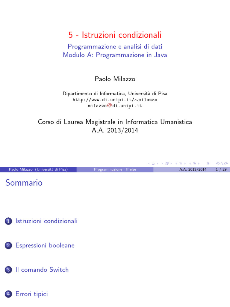 5 Istruzioni Condizionali | PDF