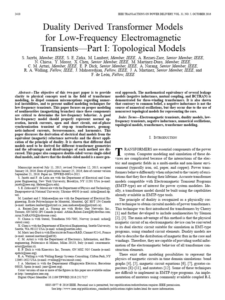Sergey E. Zirka 2016 Duality Derived Transformer Models for Low ... Sergey E. Zirka 2016 Duality Derived Transformer Models for Low ...