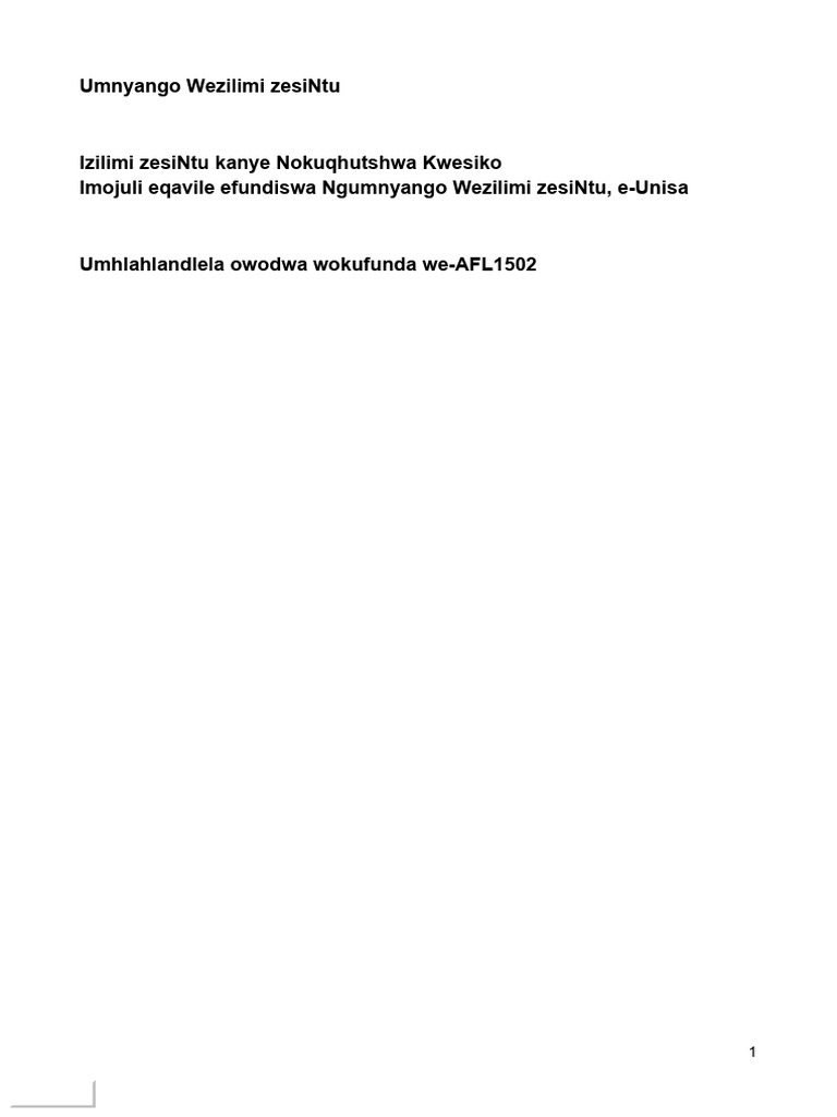 AFL1502 IsiZulu Study Guide - FINAL | PDF