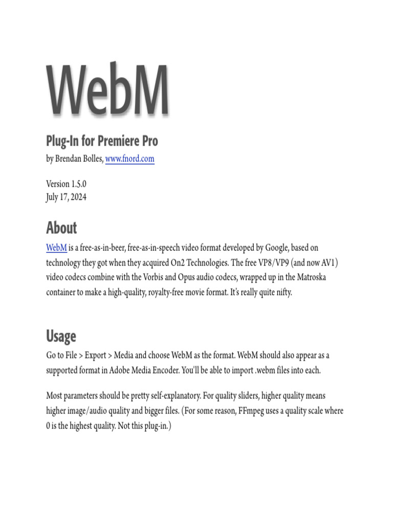 WebM Premiere Manual | PDF