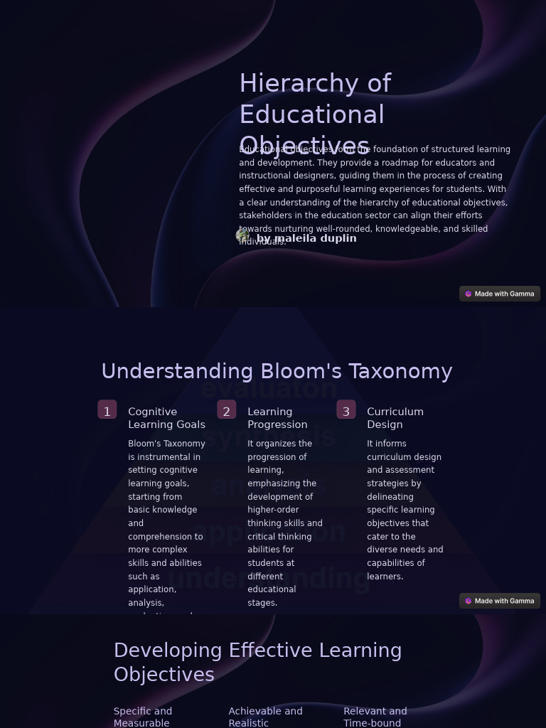 Hierarchy of Educational Objectives | PDF