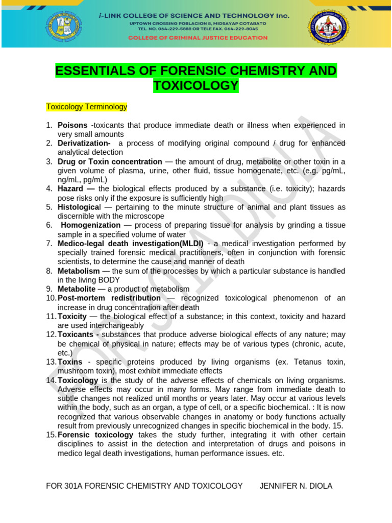 Essentials of Forensic Toxicology (1) | PDF