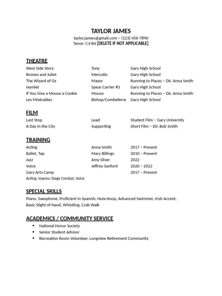 Performance Resume Template | PDF