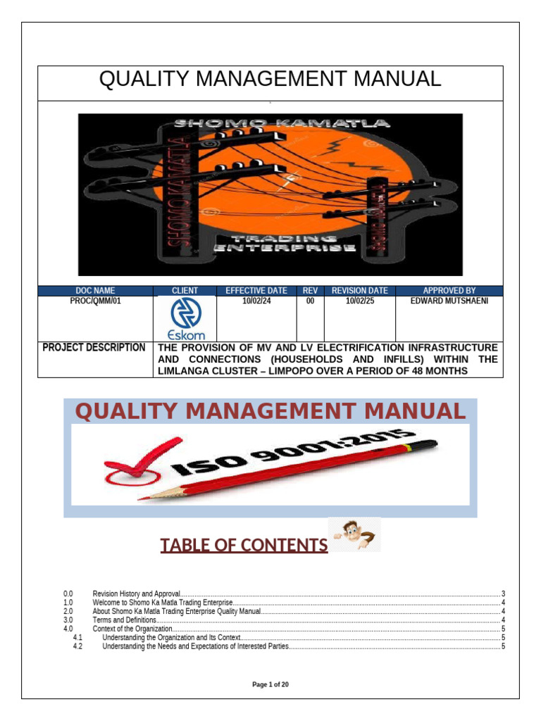 A1 Quality Management System Manual | PDF