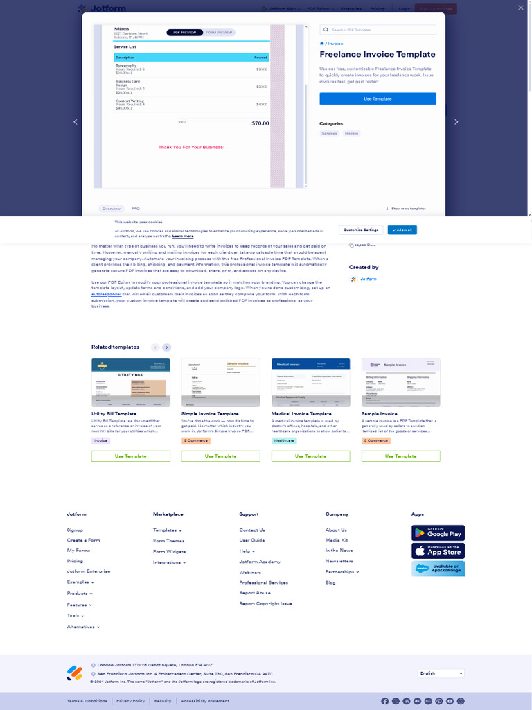 Freelance Invoice Template - PDF Templates - Jotform | PDF
