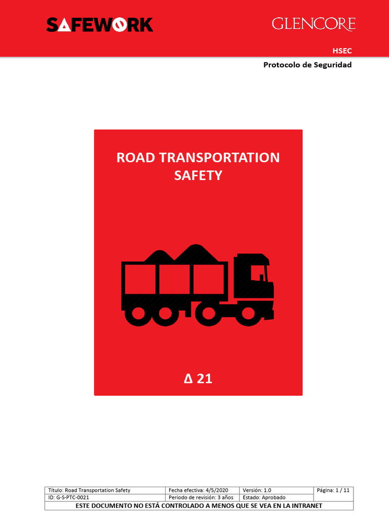 Protocol 21 Road Transportation Safety | PDF