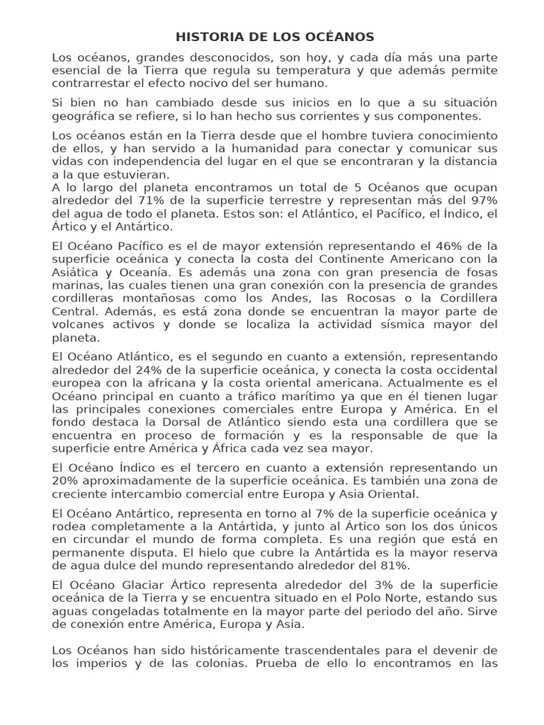 Historia de Los Océanos | PDF | Océanos | Mar