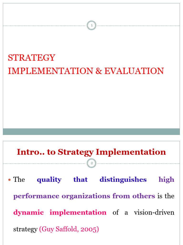 Strategy Implementation & Evaluation | PDF | Strategic Management | Career & Growth