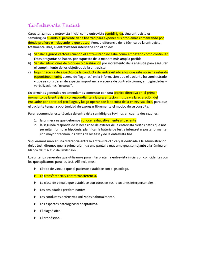 La Entrevista Inicial | PDF