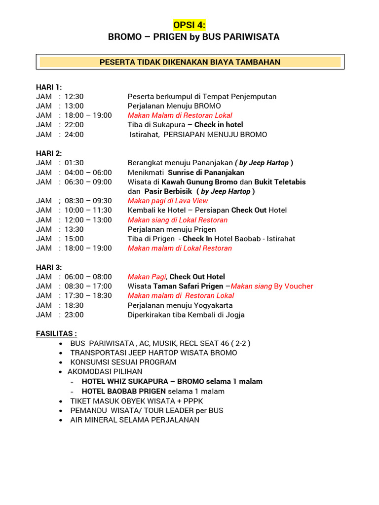 Daftar Tujuan Rekreasi FTI UII 2024 4 | PDF
