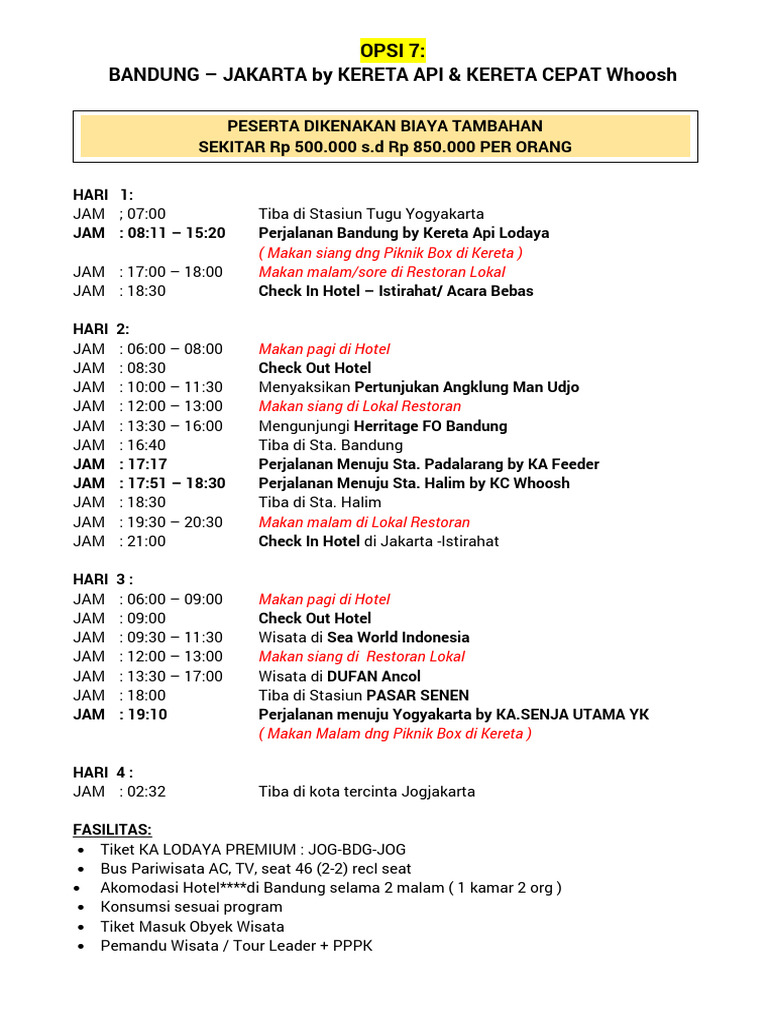 Daftar Tujuan Rekreasi FTI UII 2024 5 | PDF