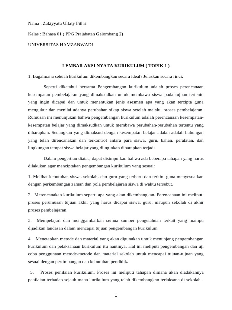 FIX Aksi Nyata Kurikulum Draft | PDF