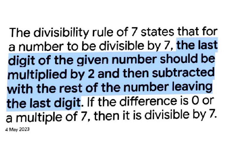 Divisibility Test 7 | PDF