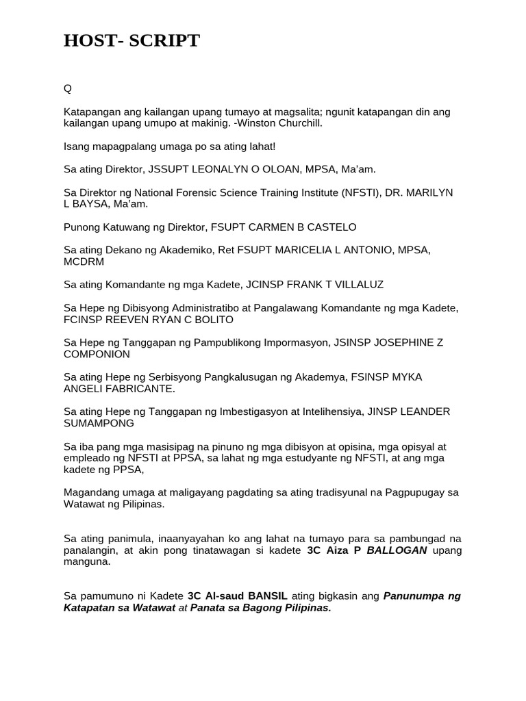 Host Script Filipino | PDF