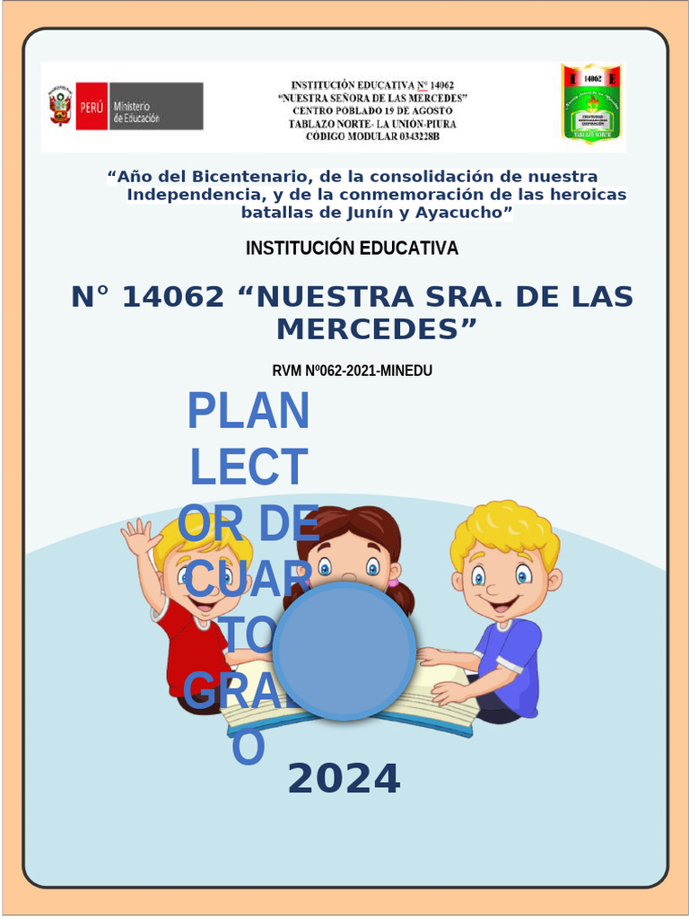 Formato Plan Lector 2024 Cuarto Grado | PDF