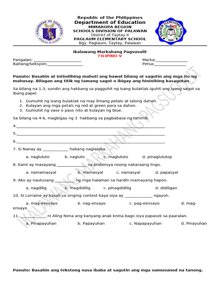 PT Filipino 5 q2 | PDF