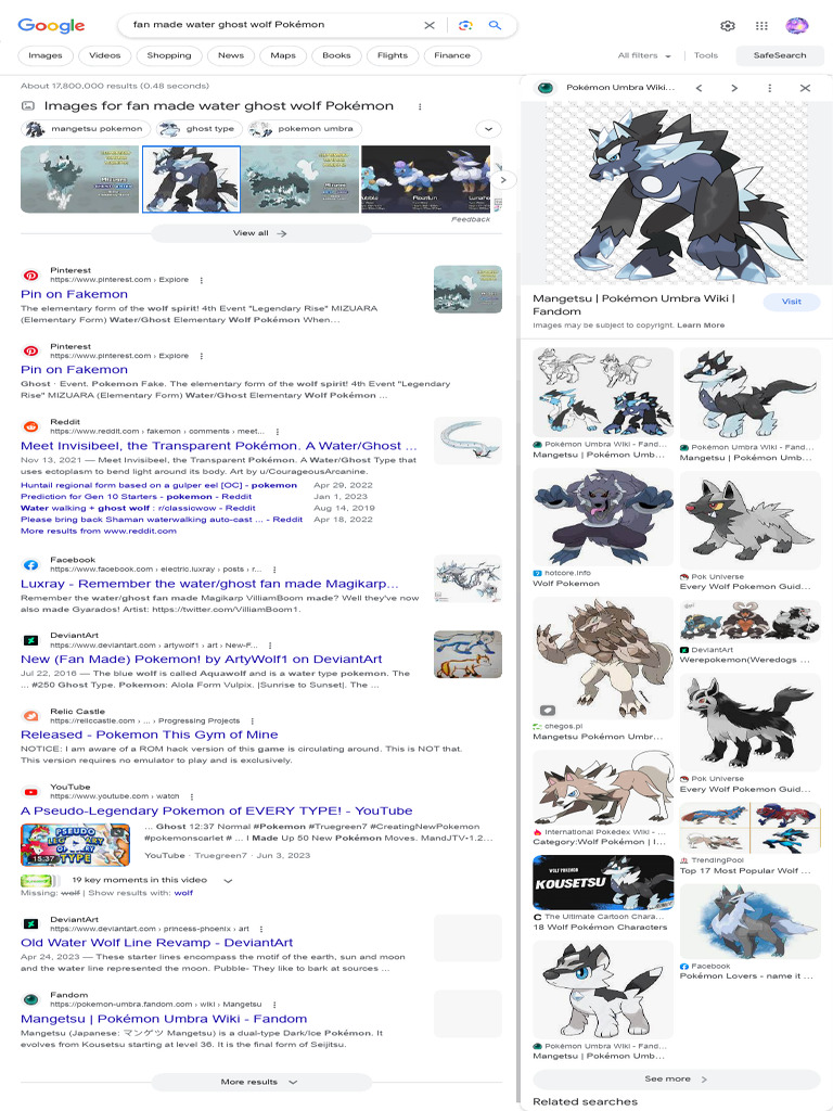 fan made water ghost wolf Pokémon - Google Search | PDF