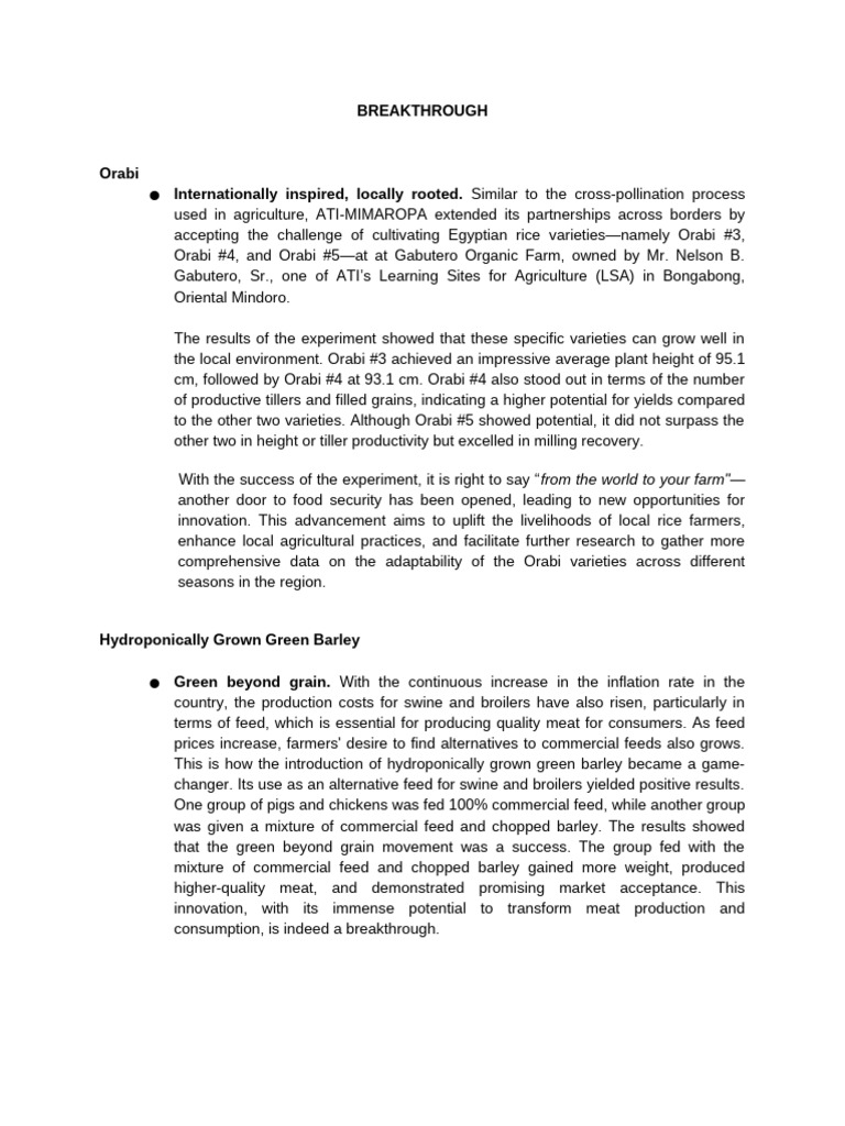 Breakthrough (One Pager) | PDF