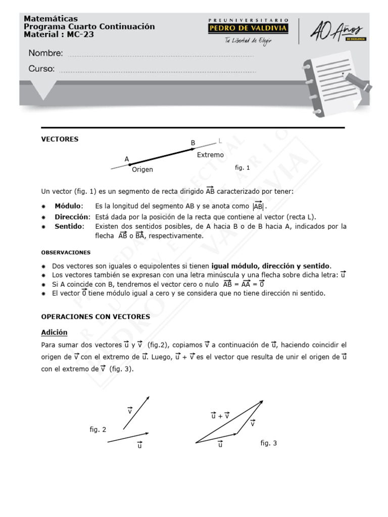 7987-MC 23 - Vectores y Ec Vectorial de La Recta (7 - ) | PDF