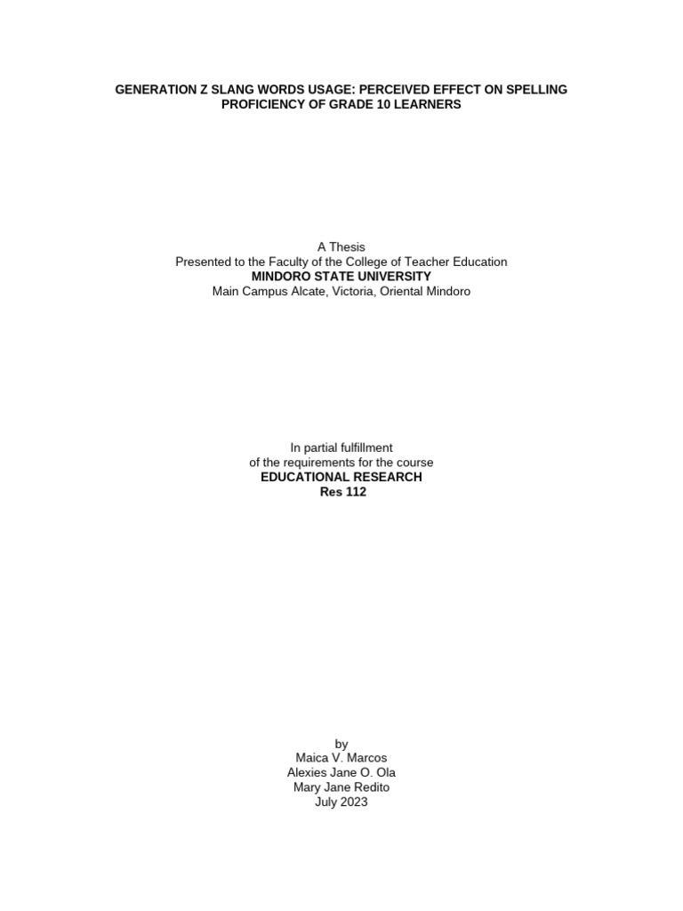 Generation z Slang Words Usage Final Paper | PDF